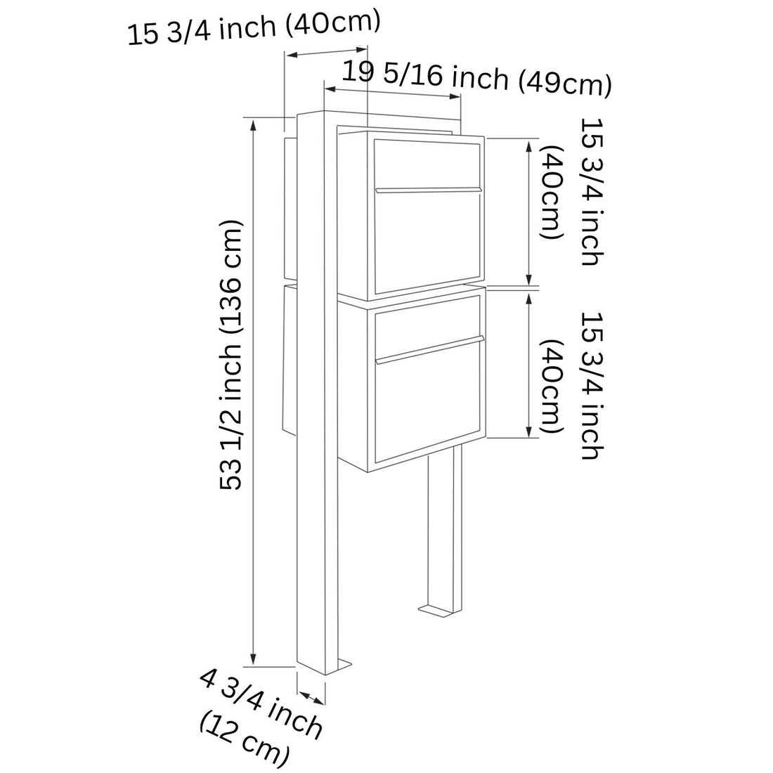 BURG 2 Standalone - Post-mounted multi-unit locking mailbox in black – Hart